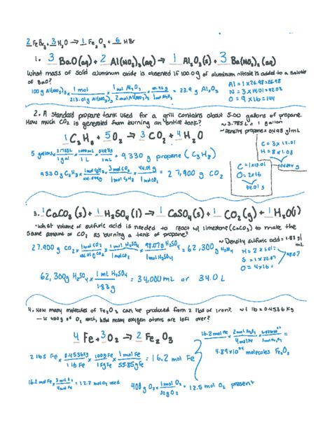 Stoichiometry Practice Problems For Chemistry 101 Studocu