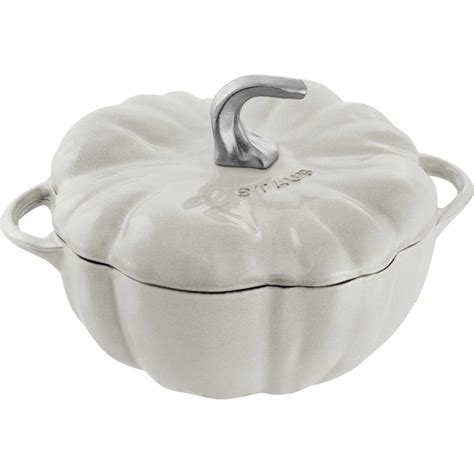 Staub Cast Iron 3 5qt Pumpkin Cocotte With Stainless Steel Knob White