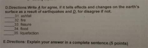 D Directions Write A For Agree If It Tells StudyX