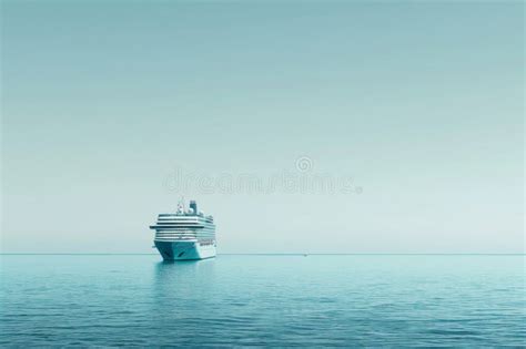 White Cruise Ship In Sea Large Ocean Liner Cruise Boat Voyage Trip