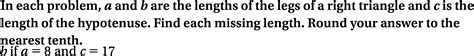 Solved In Each Problem A And B Are The Lengths Of The Legs Of A Right