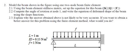 Solved Model The Beam Shown In The Figure Using One Chegg