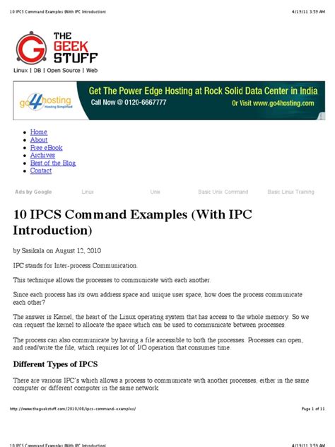 10 Ipcs Command Examples With Ipc Introduction Pdf Process