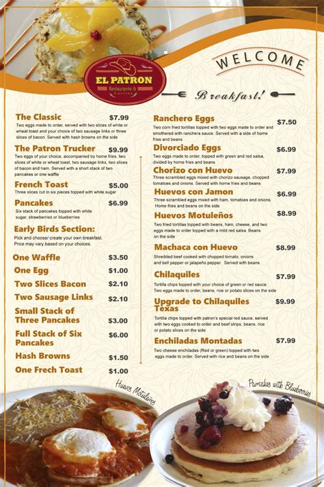 Menu At El Patron Night Club Garden City