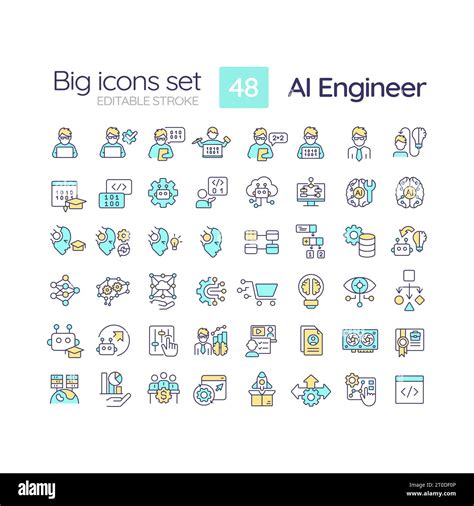Editable Multicolor Big Icons Representing Ai Engineer Stock Vector Image And Art Alamy