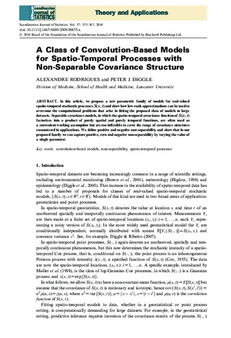 Pdf A Class Of Convolution Based Models For Spatio Temporal Processes With Non Separable
