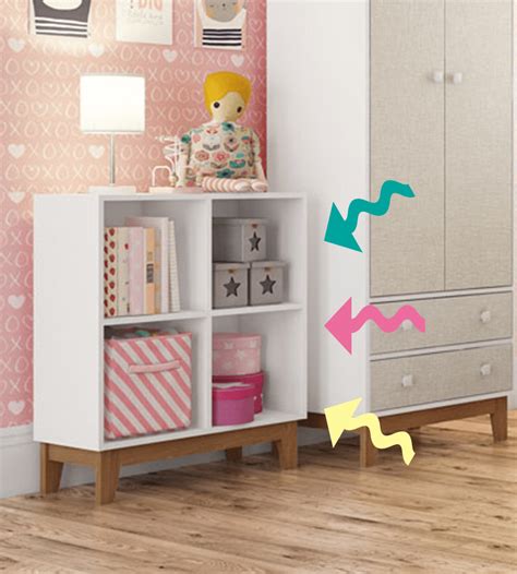 Estante Infantil Retrô Nichos Branco Completa Móveis Ofertinha Promoções