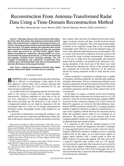 Pdf Reconstruction From Antenna Transformed Radar Data Using A Time