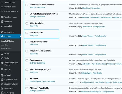 How To Uninstall Thegem Blocks Plugin Thegem Wordpress Woocommerce