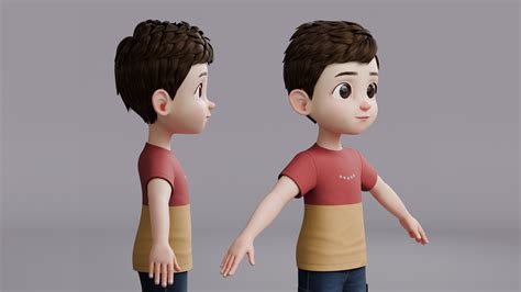 3d Model Cartoon Boy Rig Vr Ar Low Poly Cgtrader