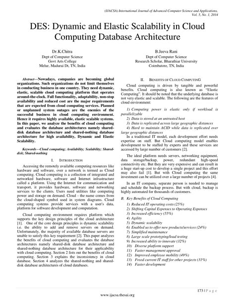 Pdf Des Dynamic And Elastic Scalability In Cloud Computing Database