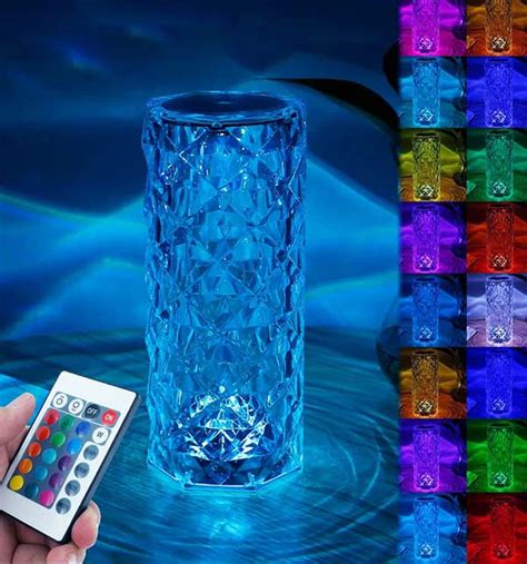 Rose Crystal Diamond Table Lamp Acrylic Touch Atmosphere Light 16
