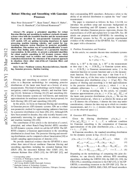 Pdf Robust Filtering And Smoothing With Gaussian Processes