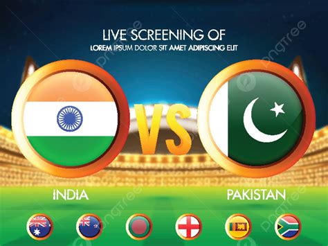 Cricket Match Participating Countries Flag On Stadium Playground League