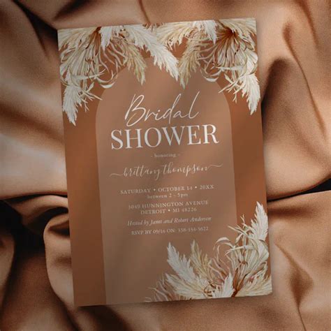 Boho Pampas Grass Bridal Shower Invitation Zazzle