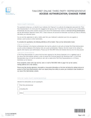 Fillable Online Tiaa Cref Tiaa Cref Fillable Access Authorization Form Fax Email Print PdfFiller