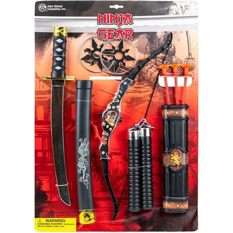 10 Piece Toy Ninja Weapon Set With Bow 12 Pack Shinobi Gear