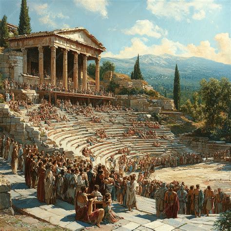 An Ancient Greek Amphitheater Filled With Spectators2 Premium Ai