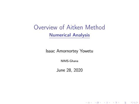 Aitkens Method Pdf