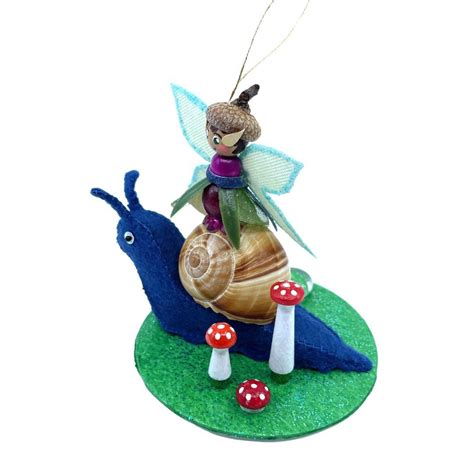 Pixie Snail Rider Celistial Art Handcrafted Ornaments