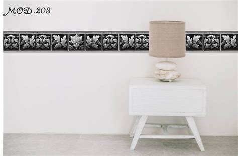 Cenefas Para Pared De Sala 😊 Pared Floral Contemporaneo Negro Mod 203