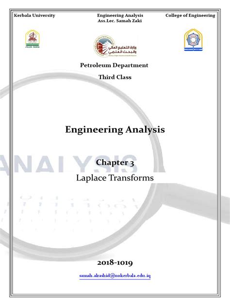 engineering analysis laplace transforms pdf