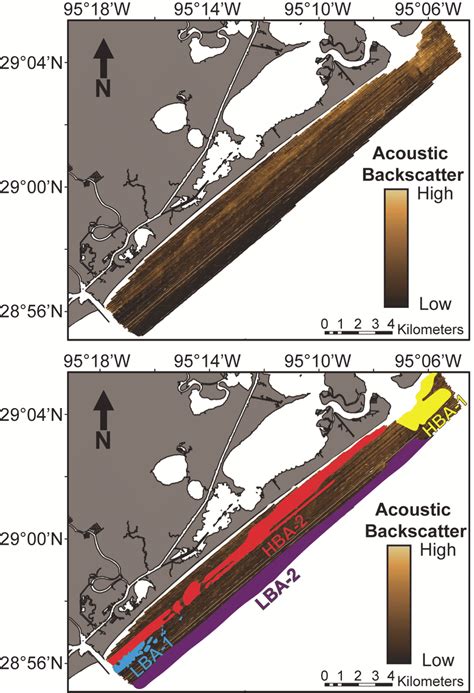Side Scan Sonar Mosaic Above With Interpretation Below Features