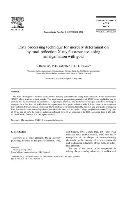 Pdf Mercury Detection Via Txrf And Gold Amalgamation
