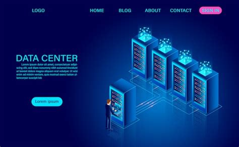 Premium Vector Data Center Server Room And Big Data Processing Protecting Data Security