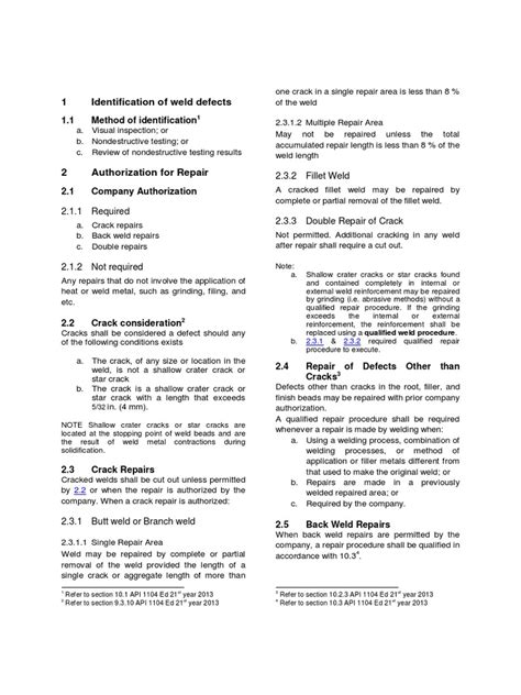 Repair Api 1104 Nondestructive Testing Welding