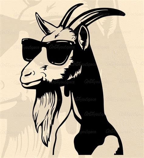 Goat With Sunglasses Goat Art Goat Logo Nose Drawing