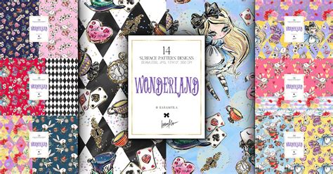 Alice In Wonderland Patterns Masterbundles