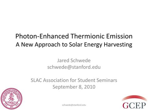 Ppt Photon Enhanced Thermionic Emission A New Approach To Solar