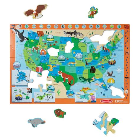 National Parks Usa Map Floor Puzzle 45 Pieces