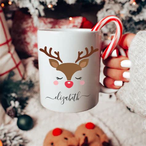 Cute Personalized Reindeer Christmas Coffee Mug Zazzle