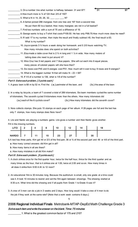 Grade 3 Mtap Reviewer Pdf