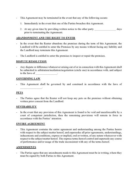 Basic Rental Agreement Template Etsy