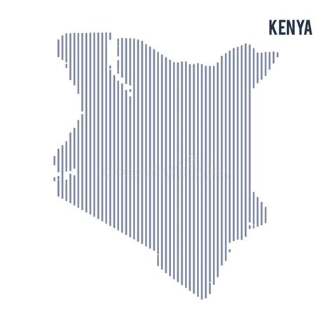 vector abstract hatched map of kenya with vertical lines isolated on a