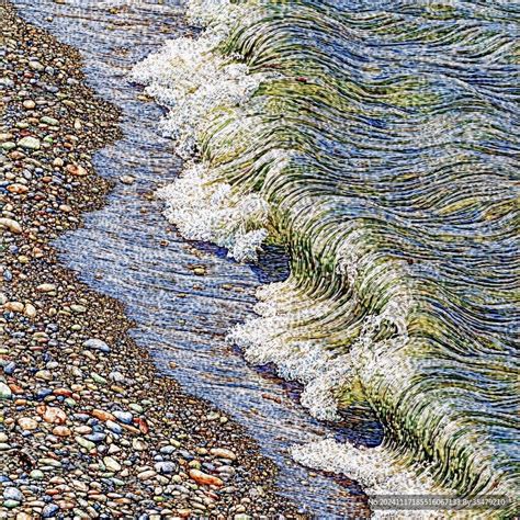 Ai创作图海浪铁艺 波浪铁艺 浪花装饰画 沿海艺术品 海边装置艺术 海浪与艺术 海洋流动装饰画 海浪江崖纹 海滩上的海草 海岸江崖纹 五彩江崖