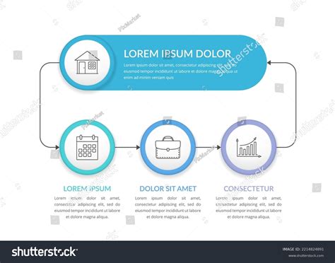 Circular Infographic Template 3 Elements Flowchart Stock Vector