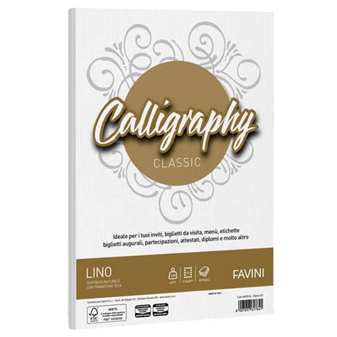 Carta Calligraphy Lino A4 120 Gr Bianco 01 Favini Conf 50