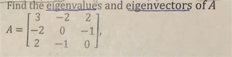 Solved Find The Eigenvalues And Eigenvectors Of A Chegg Com