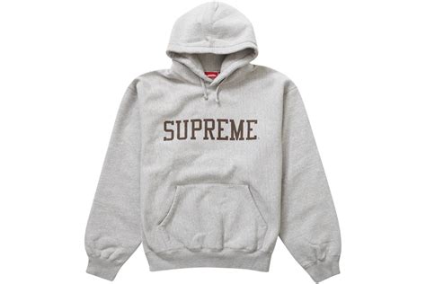 Supreme Varsity Hooded Sweatshirt Heather Grey Mens Fw23 Gb