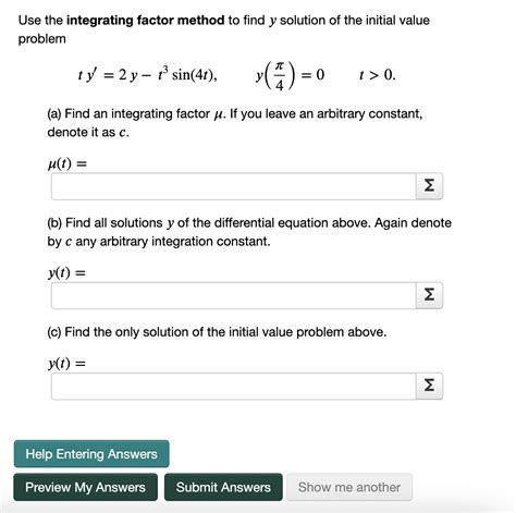 Solved Use The Integrating Factor Method To Find Y Solution Chegg