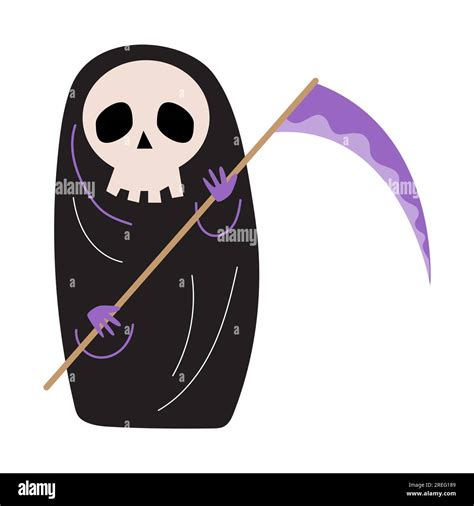 Grim Reaper Halloween Cartoon Characters Vector Stock Vector Image