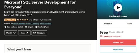 Microsoft Sql Server Development For Everyone