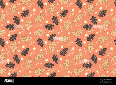 Vector Illustration Of Leaves Seamless Pattern Floral Organic
