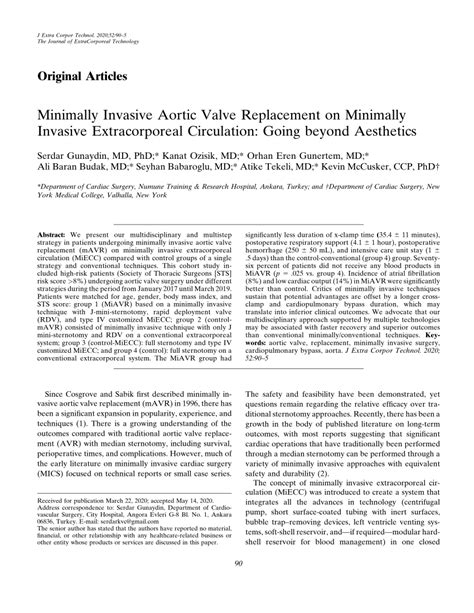 Pdf Minimally Invasive Aortic Valve Replacement On Minimally Invasive
