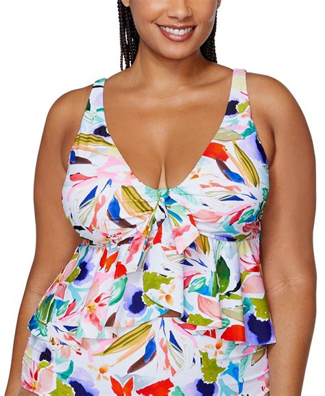 Raisins Curve Trendy Plus Size Topanga Tankini Top Macys