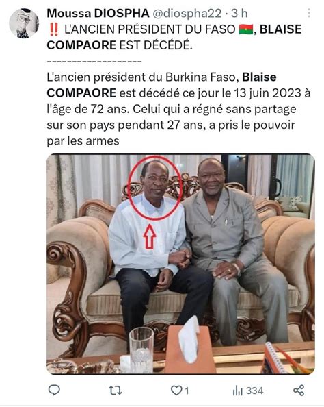 Blaise Compaoré Est Décédé Lancien Président Du Burkina Faso